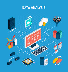 Cloud data center isometric flowchart Royalty Free Vector