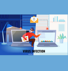 Hacker computer realistic composition Royalty Free Vector