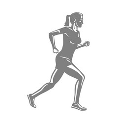 Silhouette of isolated running woman on white Vector Image