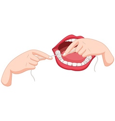 Flossing teeth on white background Royalty Free Vector Image