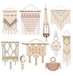 Handcrafted macrame icon set Royalty Free Vector Image