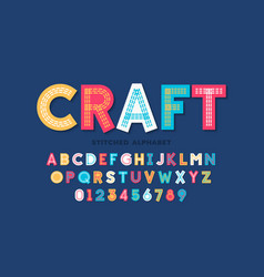 Stitched font running stitch alphabet letters and Vector Image