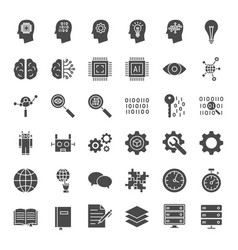 Machine learning line web glyph icons Royalty Free Vector