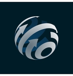 Creative abstract sphere 3d orbits arrow logo Vector Image