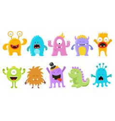 Cartoon monster collection set Royalty Free Vector Image
