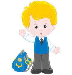 Schoolboy preparing for school Royalty Free Vector Image