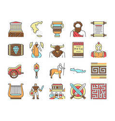 Ancient greece mythology history onboarding icons Vector Image