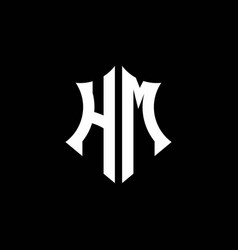 Hm monogram logo with shield and crown style Vector Image