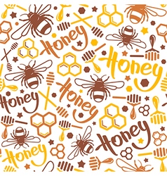 Bees honey seamless pattern in brown and Vector Image