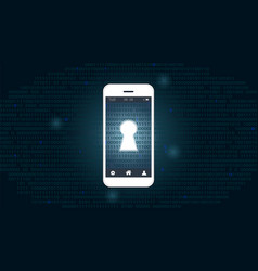 Polygonal lock on binary code background Vector Image