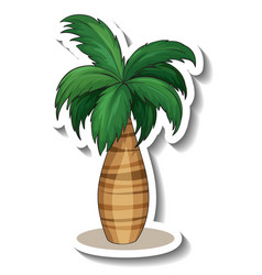 A sticker template with tropical palm tree Vector Image