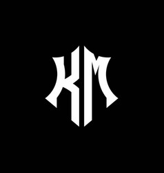 Km monogram logo with shield shape Royalty Free Vector Image