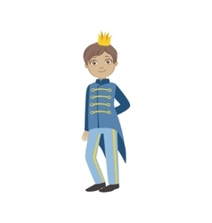 Little boy cheering dressed as fairy tale prince Vector Image