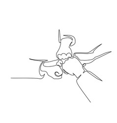 Continuous line drawing hands team bumping Vector Image