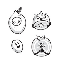 Lemon characters cartoon set cute Royalty Free Vector Image