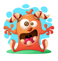 Funny cute crazy monster character Royalty Free Vector Image