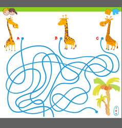 Educational maze game with cartoon beaver Vector Image