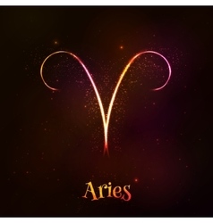 Blue shining cosmic neon zodiac aries symbol Vector Image