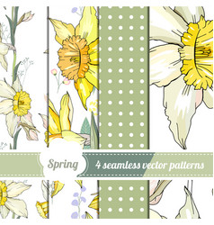 Frame and seamless border with spring flowers Vector Image