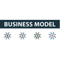 Business model icon set premium symbol in Vector Image