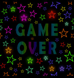 Modern game over neon sign with blue and pink glow