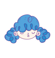 Cute little girl head character Royalty Free Vector Image