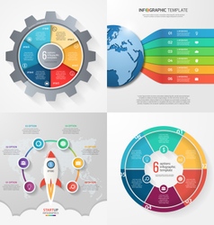 Set of 4 infographic templates with 7 processes Vector Image