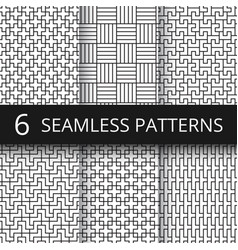 Funky line geometric seamless patterns Royalty Free Vector