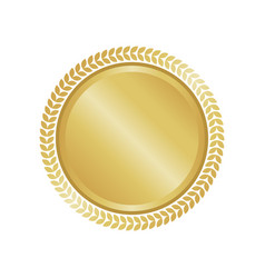 Modern gold circle metal badge label and design Vector Image