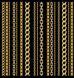 Seamless pattern gold chain lines on black Vector Image