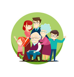 Large family portrait asian mother father and Vector Image
