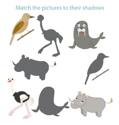 Match animals to their shadows Royalty Free Vector Image
