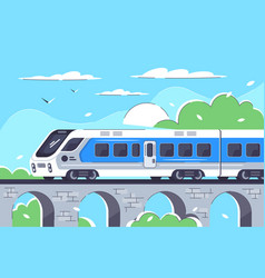 Cartoon train a railway Royalty Free Vector Image