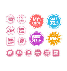 Pink sale stickers collection Royalty Free Vector Image