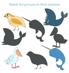 Match animals to their shadows Royalty Free Vector Image