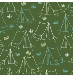 Camp tents seamless pattern background Royalty Free Vector
