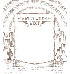 Wild west paper for text cowboy western hand Vector Image