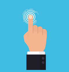 Hand push start press button flat style Royalty Free Vector