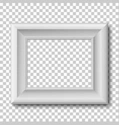 Realistic white picture frame on transparent Vector Image