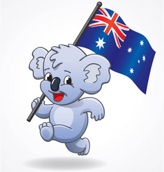 Cute smiling happy koala holding australian flag Vector Image