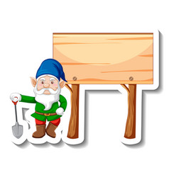 A sticker template with garden gnome or dwarf Vector Image