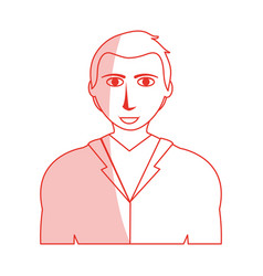 Red silhouette shading cartoon half body man Vector Image