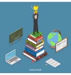 Graduation flat isometric concept Royalty Free Vector Image
