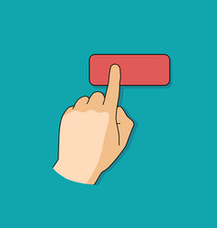 Hand push start press button flat style Royalty Free Vector