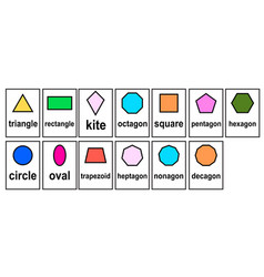 Shape flash cards 2d flashcards or flashcard Vector Image