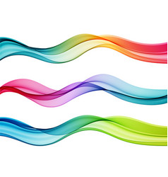 Set of abstract color wave smoke transparent wavy Vector Image