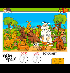 Counting cats and dogs educational game for kids Vector Image
