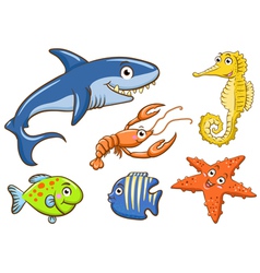 Aquatic animals set Royalty Free Vector Image - VectorStock