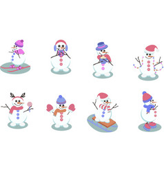 Cute snowmen couple hugging merry christmas card Vector Image