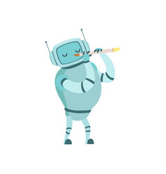 Cute robot musician playing banjo musical Vector Image